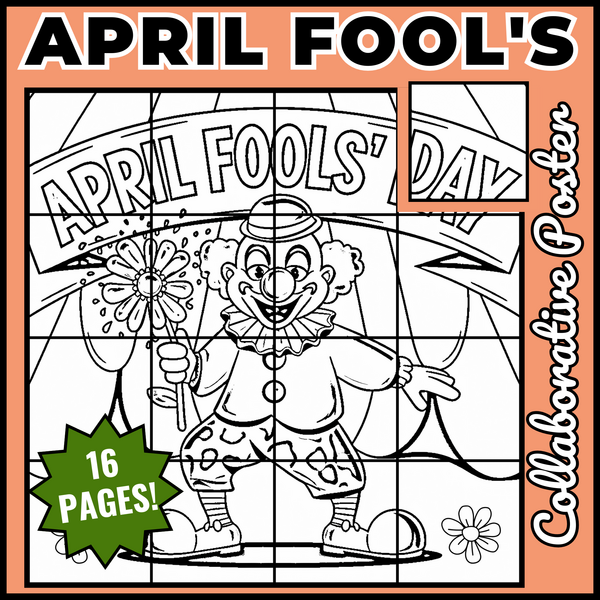 April Fools' Day Collaborative Poster Art Coloring Pages Bundle