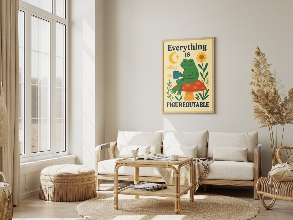 Everything is Figureoutable Printable Wall Art – Frog Coffee Quote ...