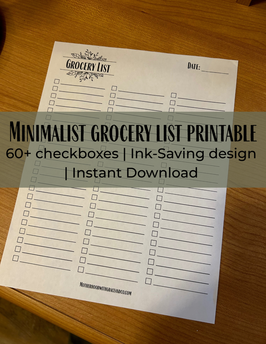 Printable Grocery List (3-column, ink-friendly)