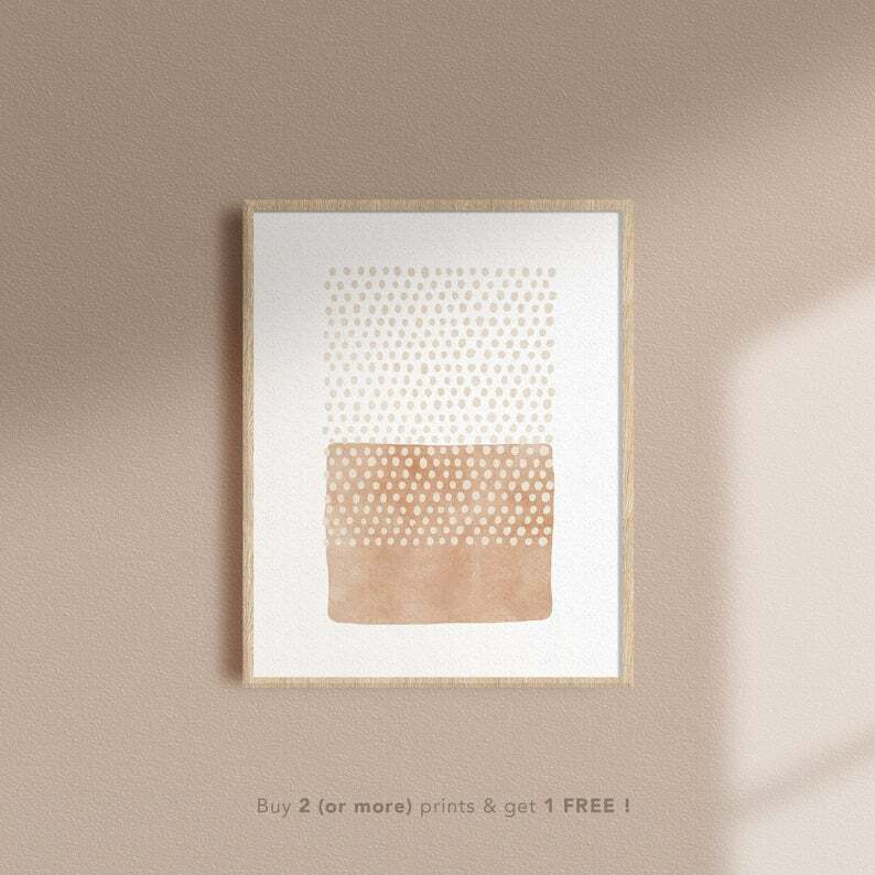 Neutral dots pattern digital art print, simple wall decor