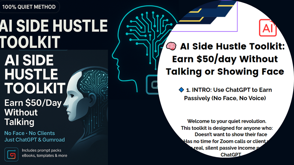 "AI Side Hustle Toolkit – Earn $50/Day Without Talking | No Face, No Clients, Just ChatGPT ...