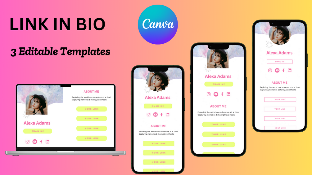 Link in Bio Canva Editable Template