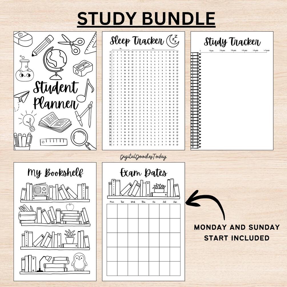 Student Study Bundle, Student Bullet Journal, Bullet Junk Journals ...
