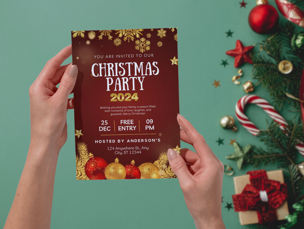 Editable Christmas Party Invitation Template, Holiday Party Invite ...