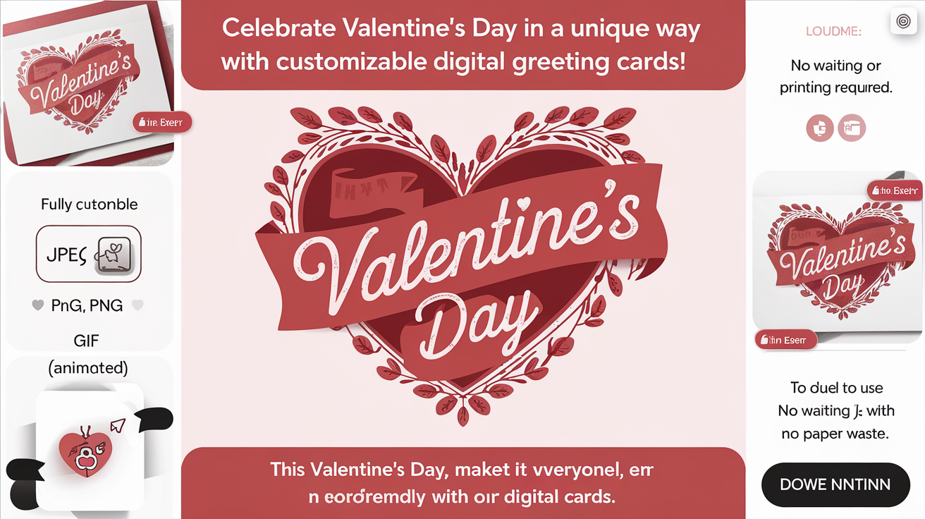 Romantic Digital Valentine's Day Cards - Fully Customizable!