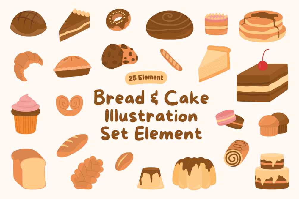 Bread & Cake Illustration Set