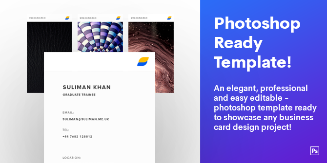 PHOTOSHOP READY Business card template / perspective mock-ups.
