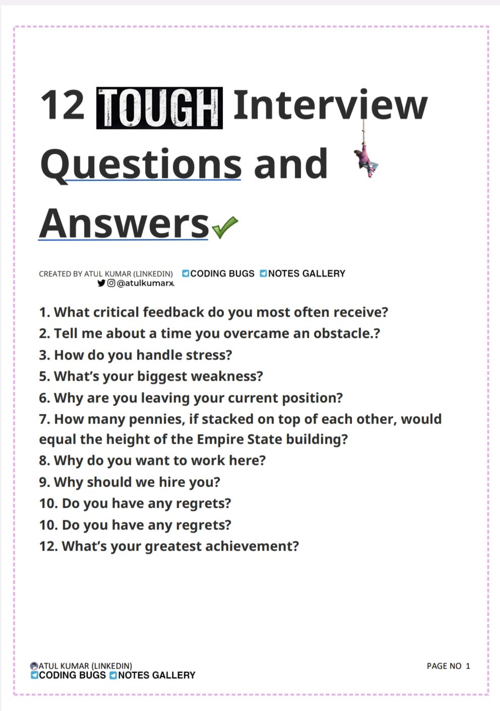 12 Toughest Interview Questions and answers