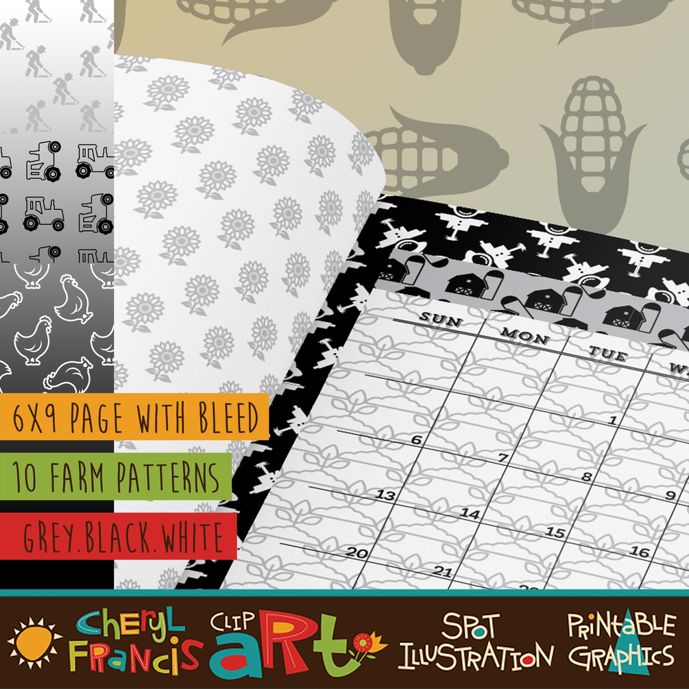 10 Simple Farming Patterns 6x9 for KDP Page Decoration