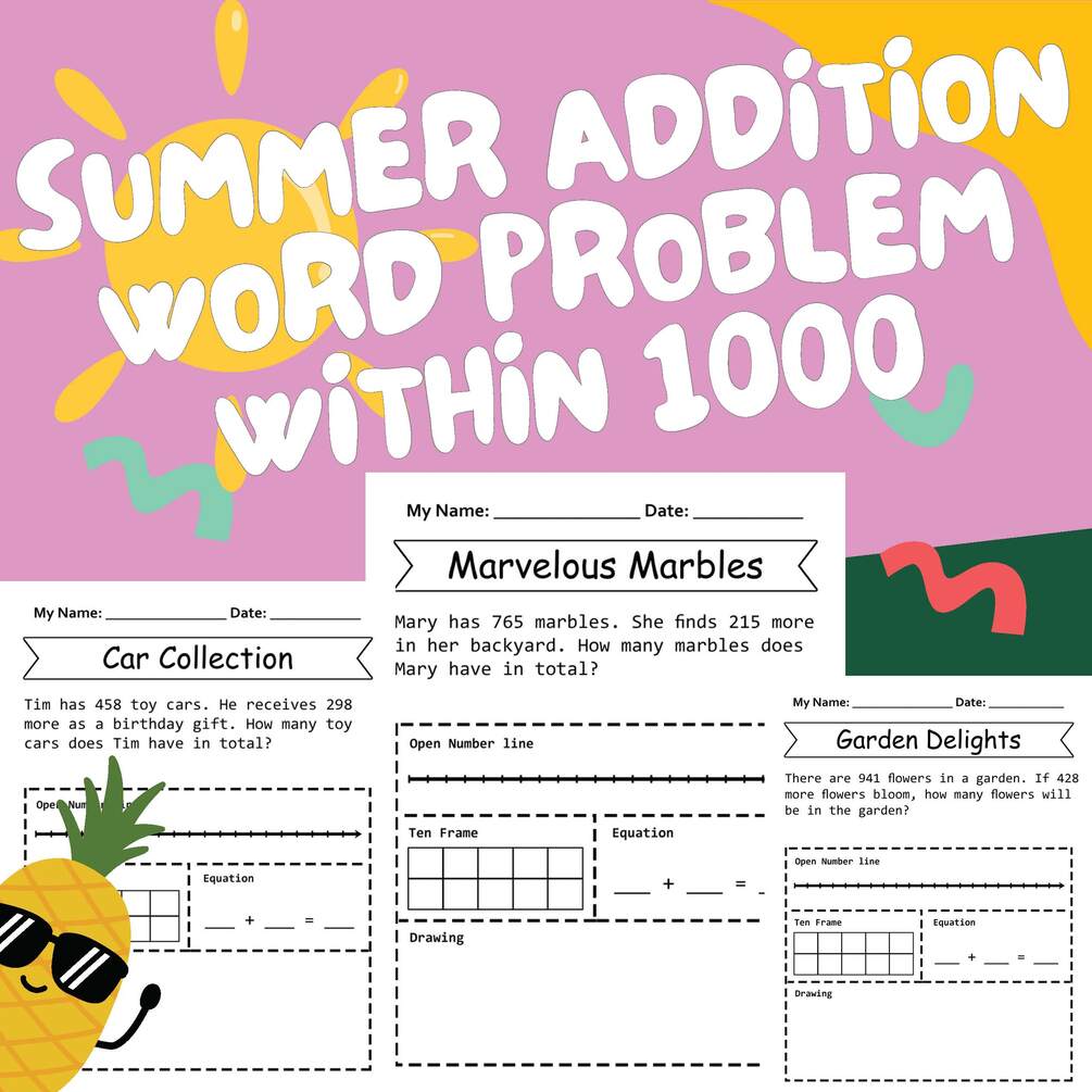 Summer Addition Word Problem Within 1000