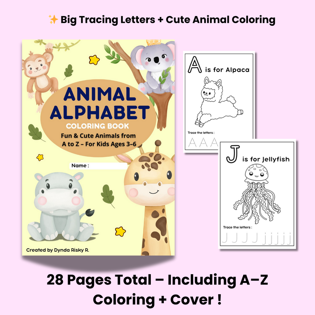 Animal Alphabet Coloring Book for Kids A–Z | Printable ABC Coloring ...