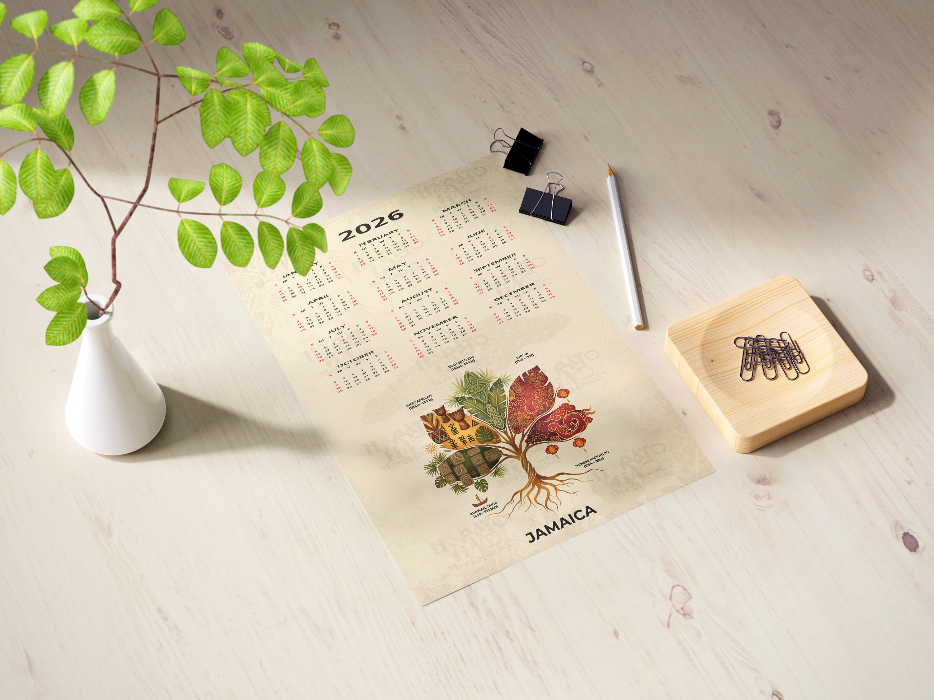 HTFM Jamaican Heritage 2026 Calendar — A3 Minimal Art Print Instant ...