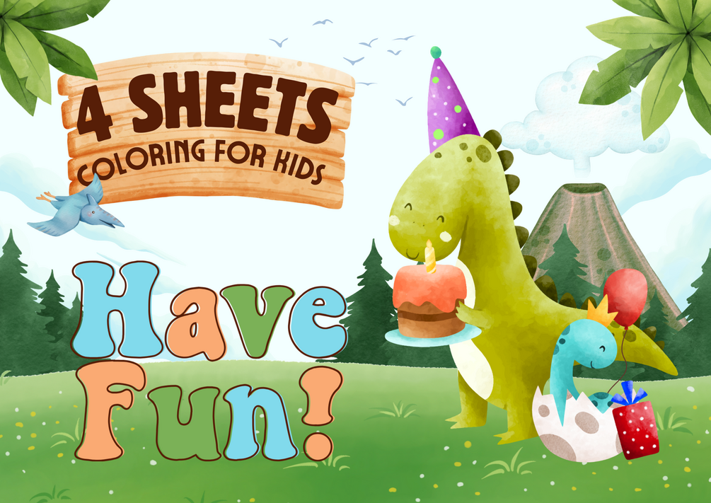 Dinosaur Coloring Worksheet Set – Fun Printable Coloring Pages for Kids