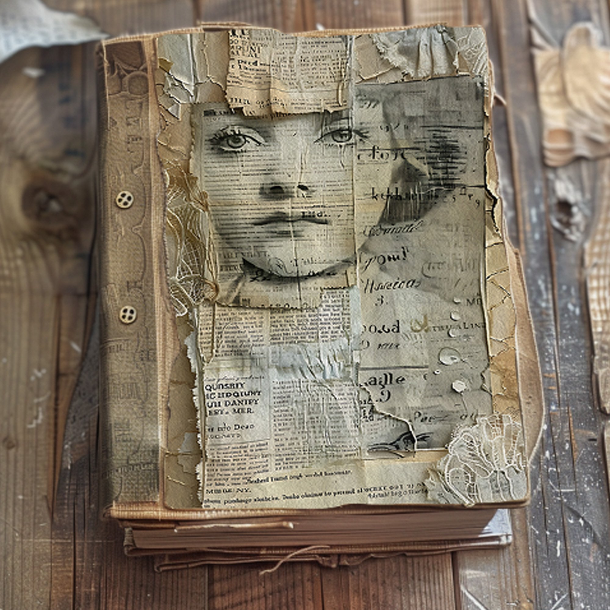 12 pc Printed Page Ephemera Collage with Portrait Printable Junk ...