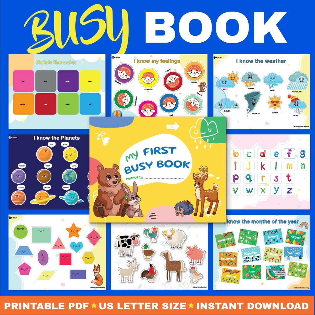 Toddler Busy Book | Printable Activity | Quiet Book | Montessori Work ...