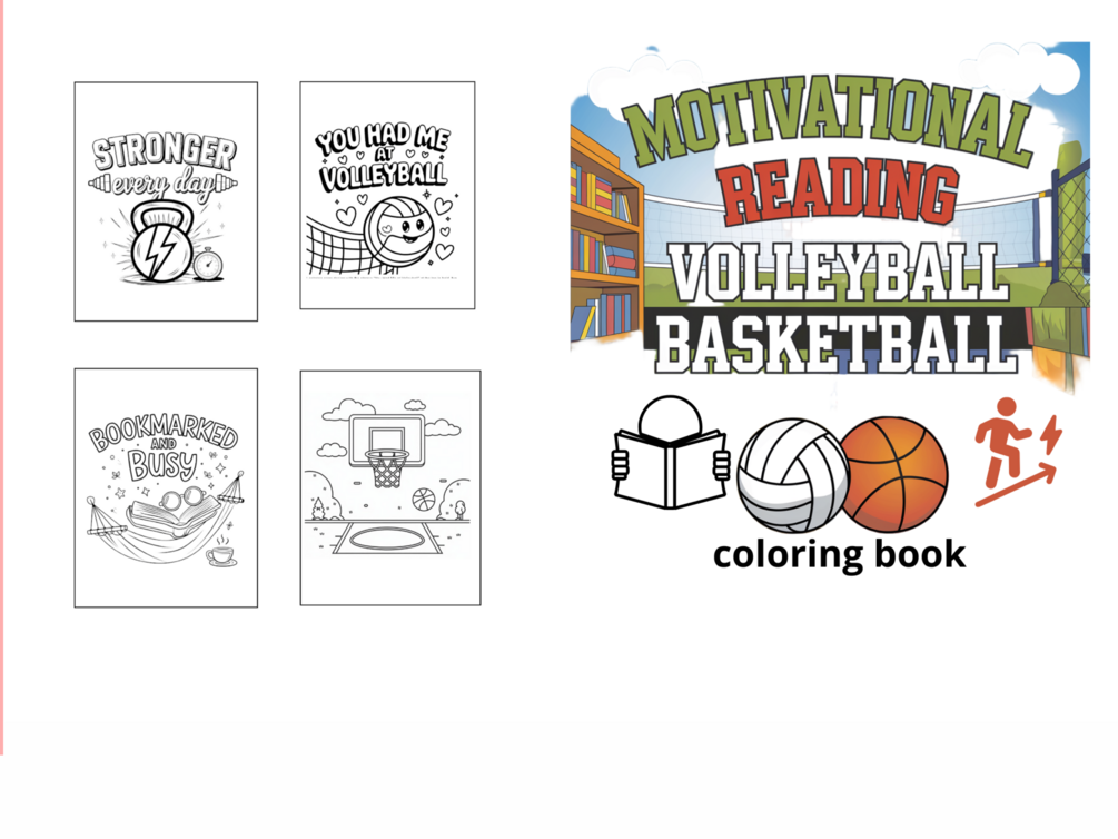 coloring book Basketball Volleyball Motivational Reading for Adults and ...