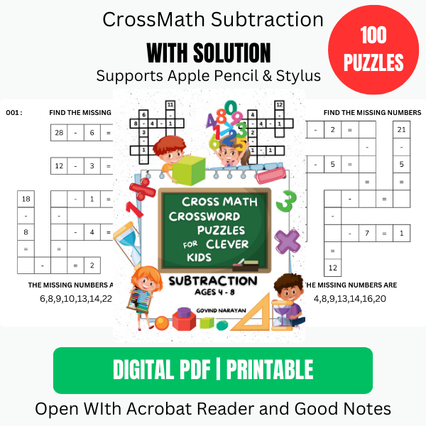 100 CrossMath Puzzles: Subtraction for Kids (Ages 4-8) | Ebook ...