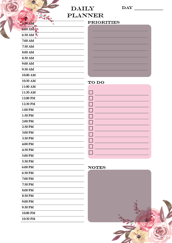 Pink Daily Planner, Pink Weekly Planner, Pink Monthly Planner, Pink ...