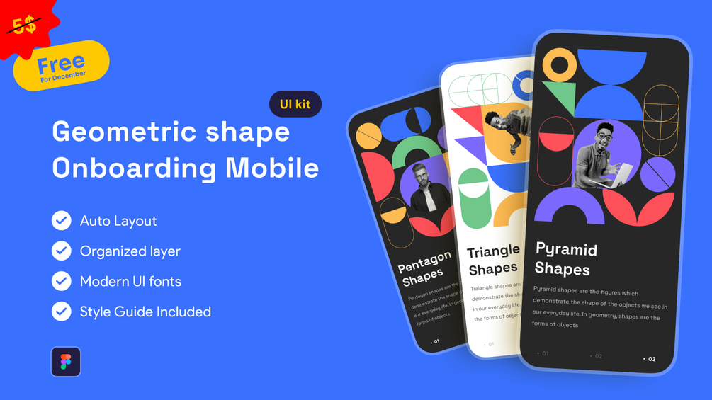 Geometric Shape Onboarding Mobile UI Kit