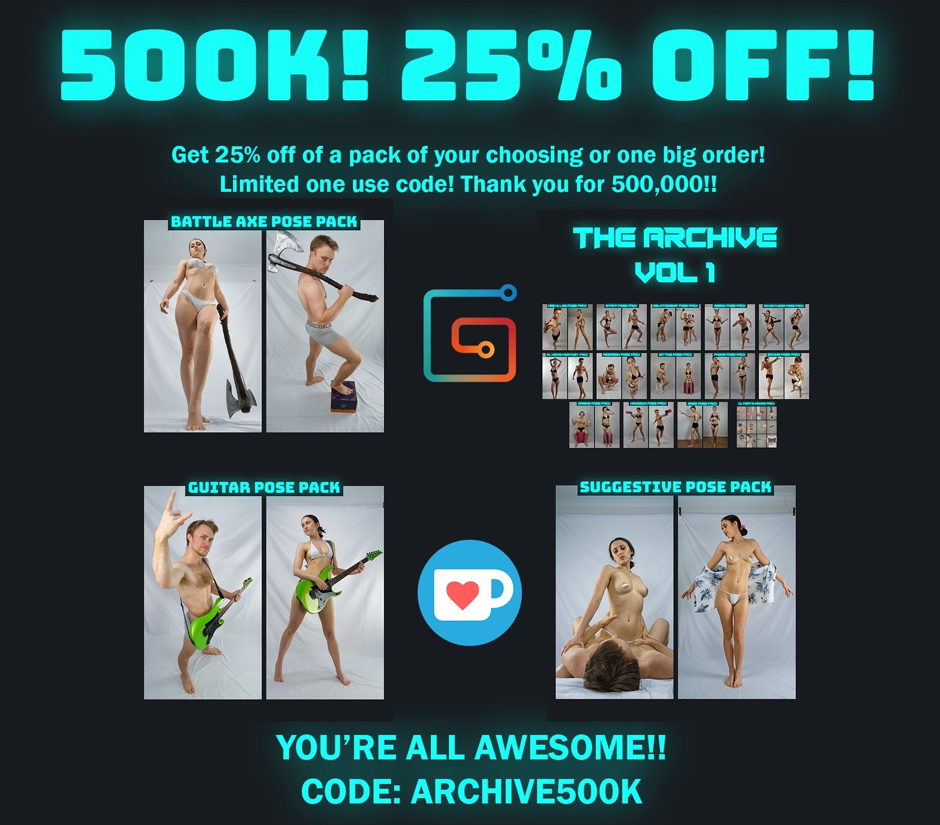 25% off The Pose Archives Gumroad and Ko-fi Stores! - The Pose Archives