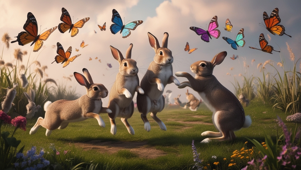 🐰🦗 Hop into Fun with Rabbits Playing Leapfrog! 🦗🐰