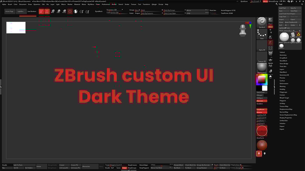 ZBrush custom UI (Black & Red Theme)