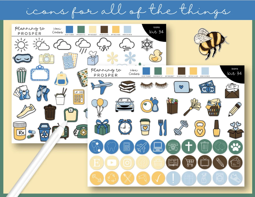 Kit 34 Complete Sticker Set | Summer Sunflowers | Pre-Cropped Stickers ...