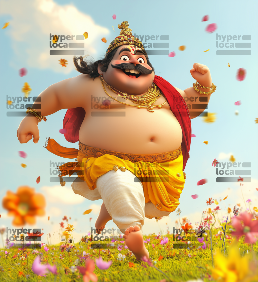 Vibrant Maveli Mahabali Stock Illustration - Onam Festival Art d1