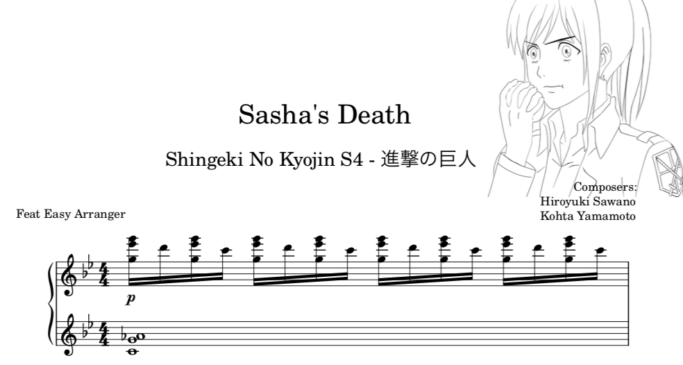 Sasha's Death for Easy Piano - Shingeki No Kyojin S4