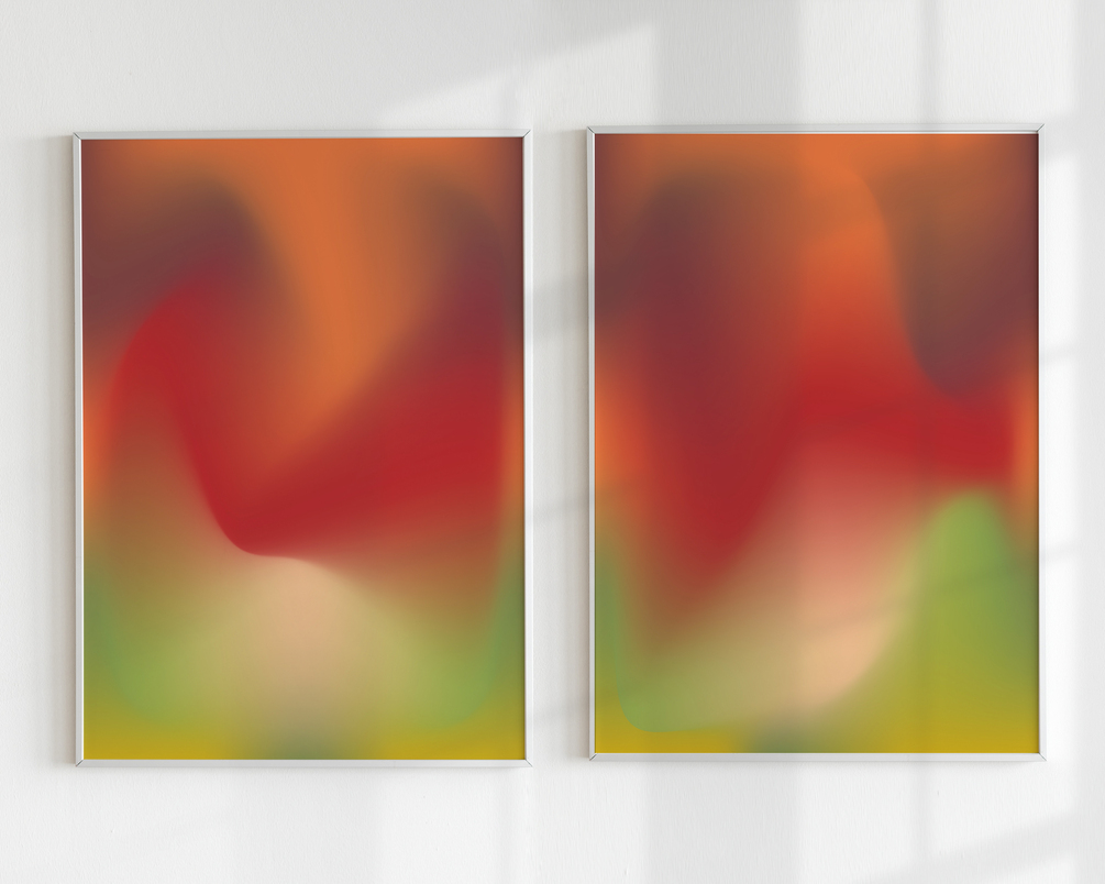 Gradient Wall Art Set of Two, Unique Birthday Gift Idea, Aura Gradient ...