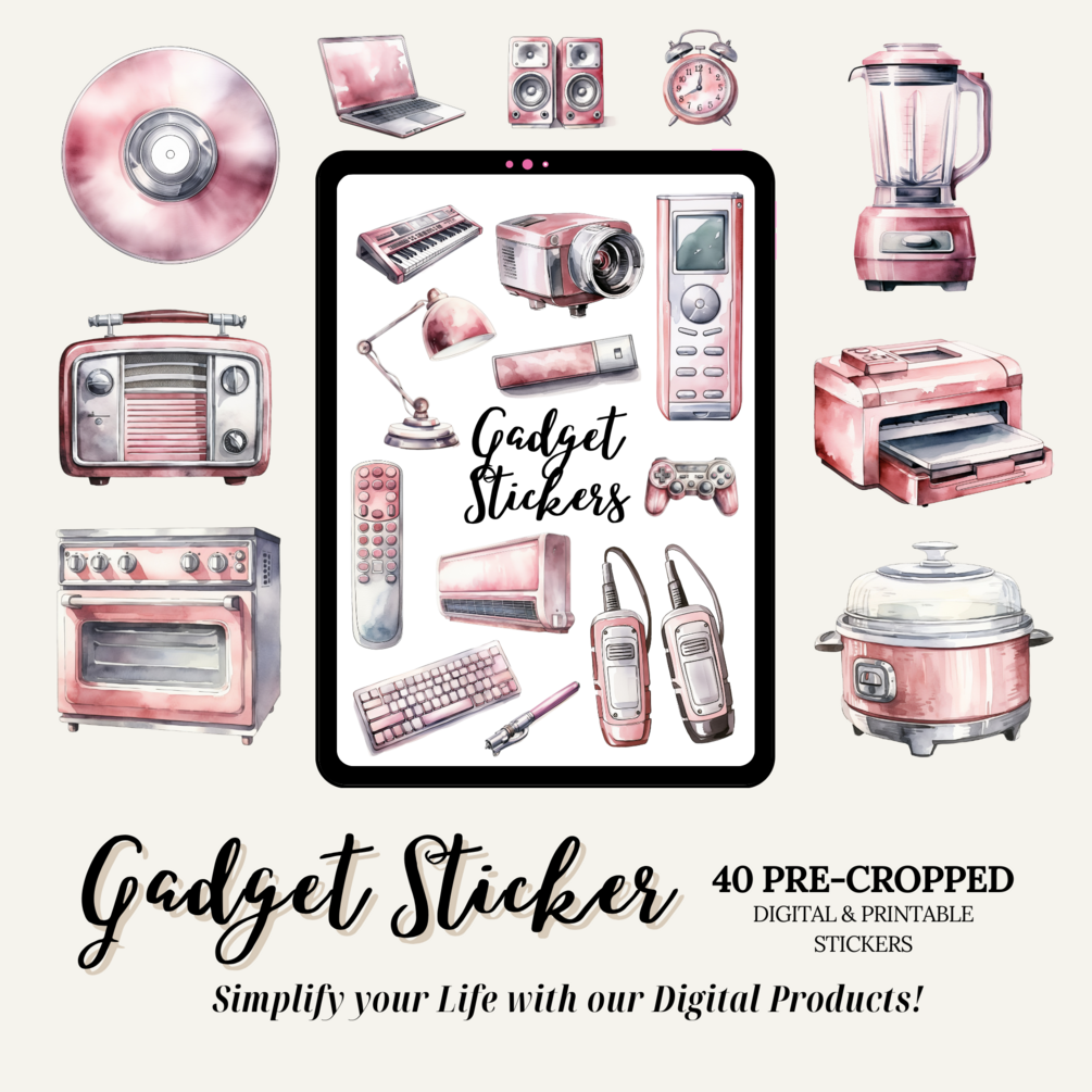 Gadget Sticker, Digital Gadget Sticker Pack, Tech Accessories Sticker ...