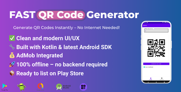 Fast QR Generator App Source for Android