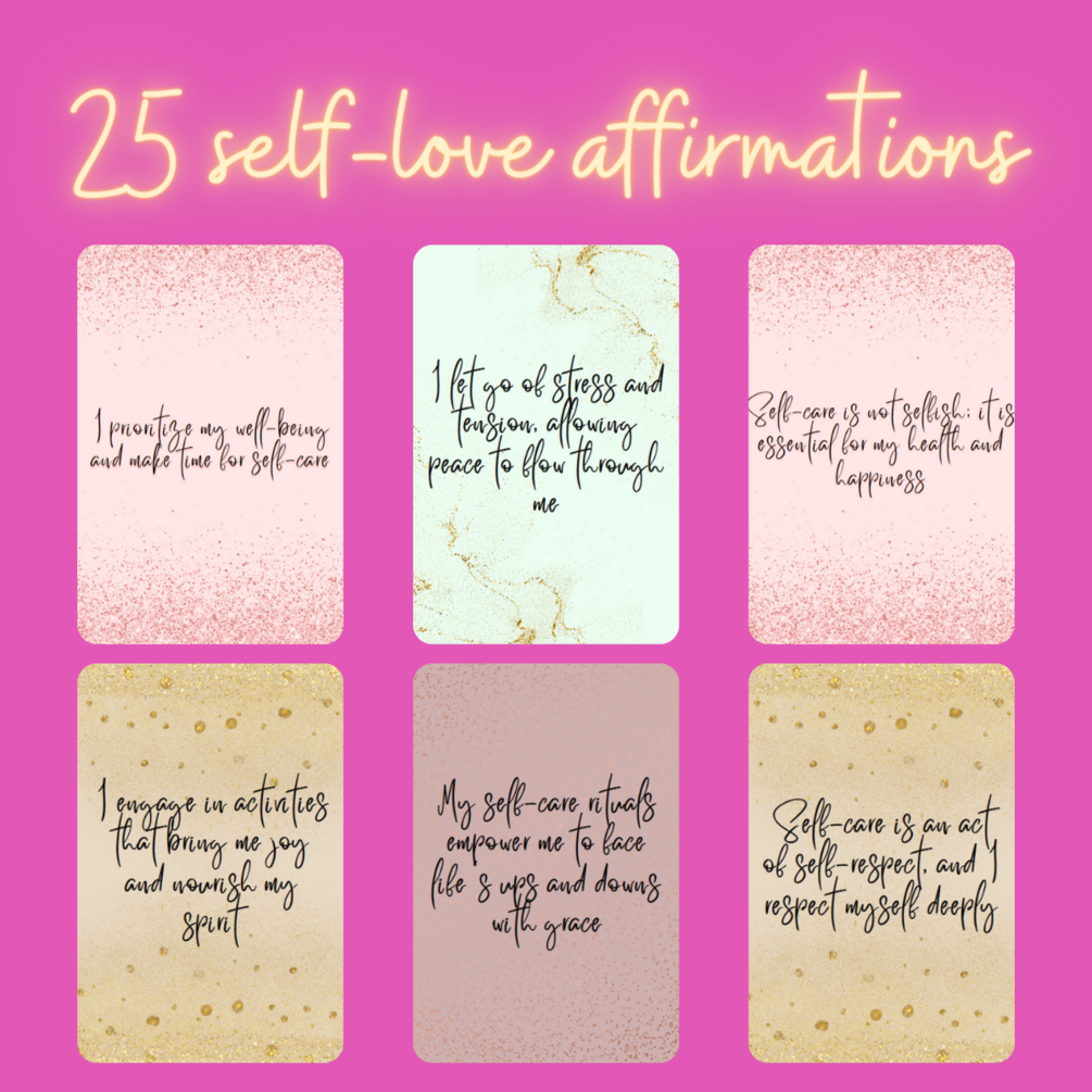 25 Printable and Editable Self Love Affirmation Cards