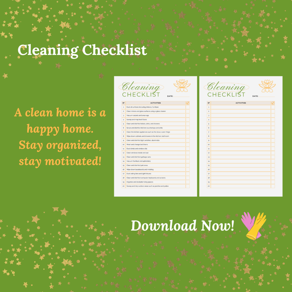 Digital Cleaning Checklist - 2 Sheets (Basic Tasks + Blank)