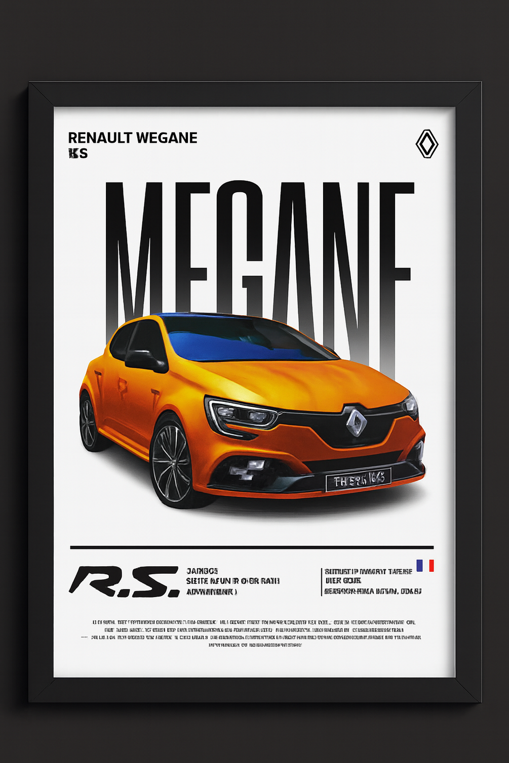 Renault Megane RS Car Poster | Modern Automotive Wall Art