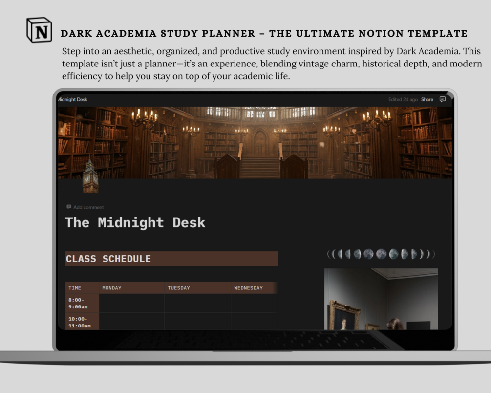 Dark Academia Notion Study Planner