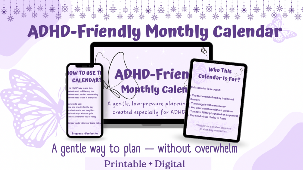 ADHD-Friendly Monthly Calendar