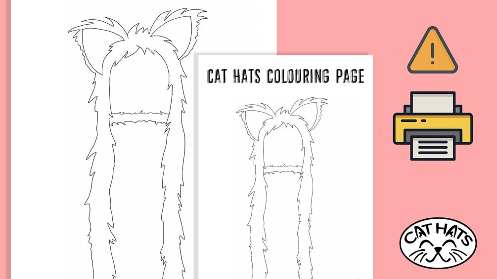 Printable Cat Hats Colouring Page - PDF