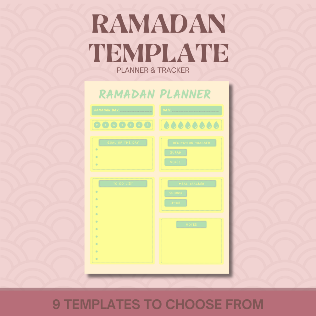Ramadan Planner & Tracker Digital Template | Islamic Calendar, Meal ...