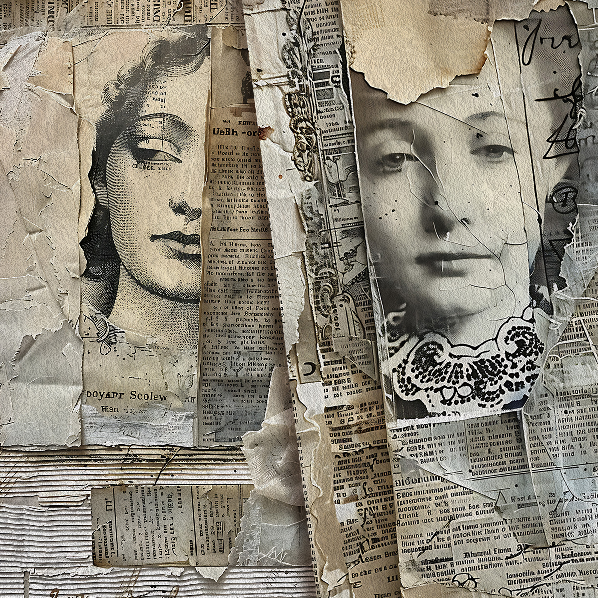 12 pc Printed Page Ephemera Collage with Portrait Printable Junk ...