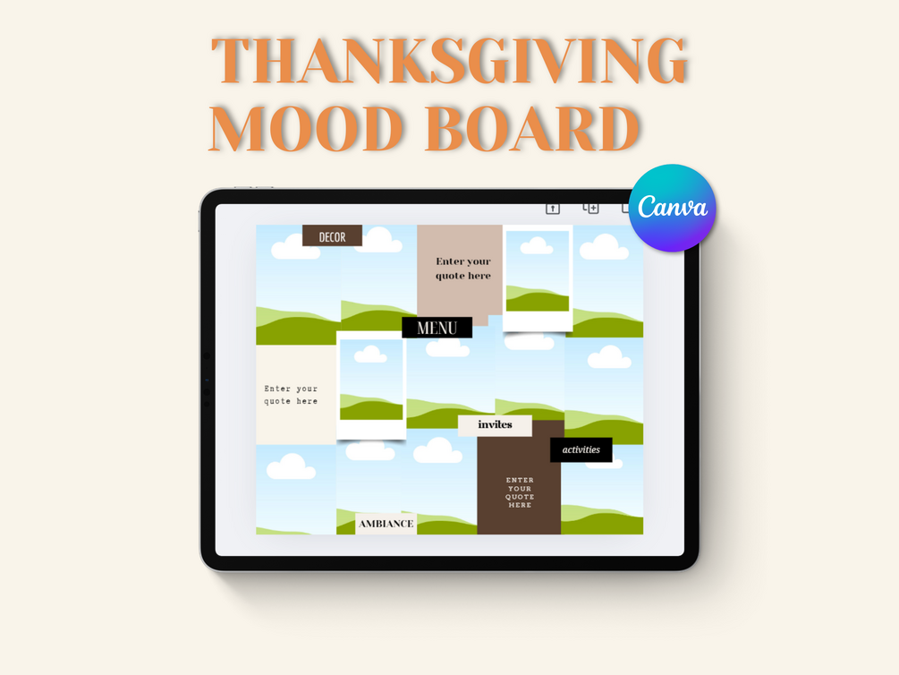 Thanksgiving Mood Board Template | For Canva