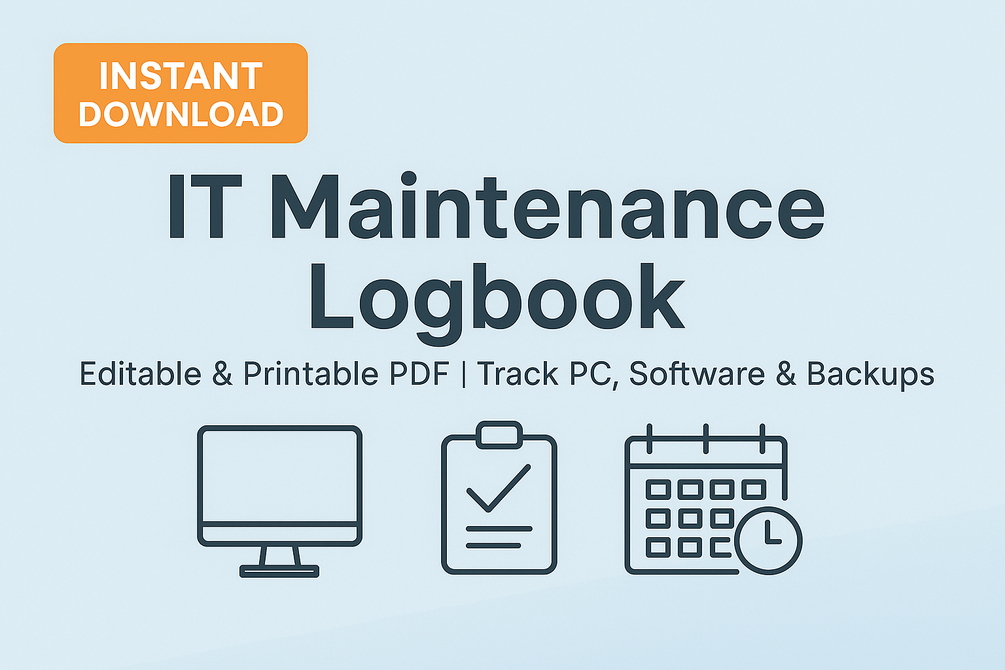 IT Maintenance Logbook (Editable & Printable PDF)