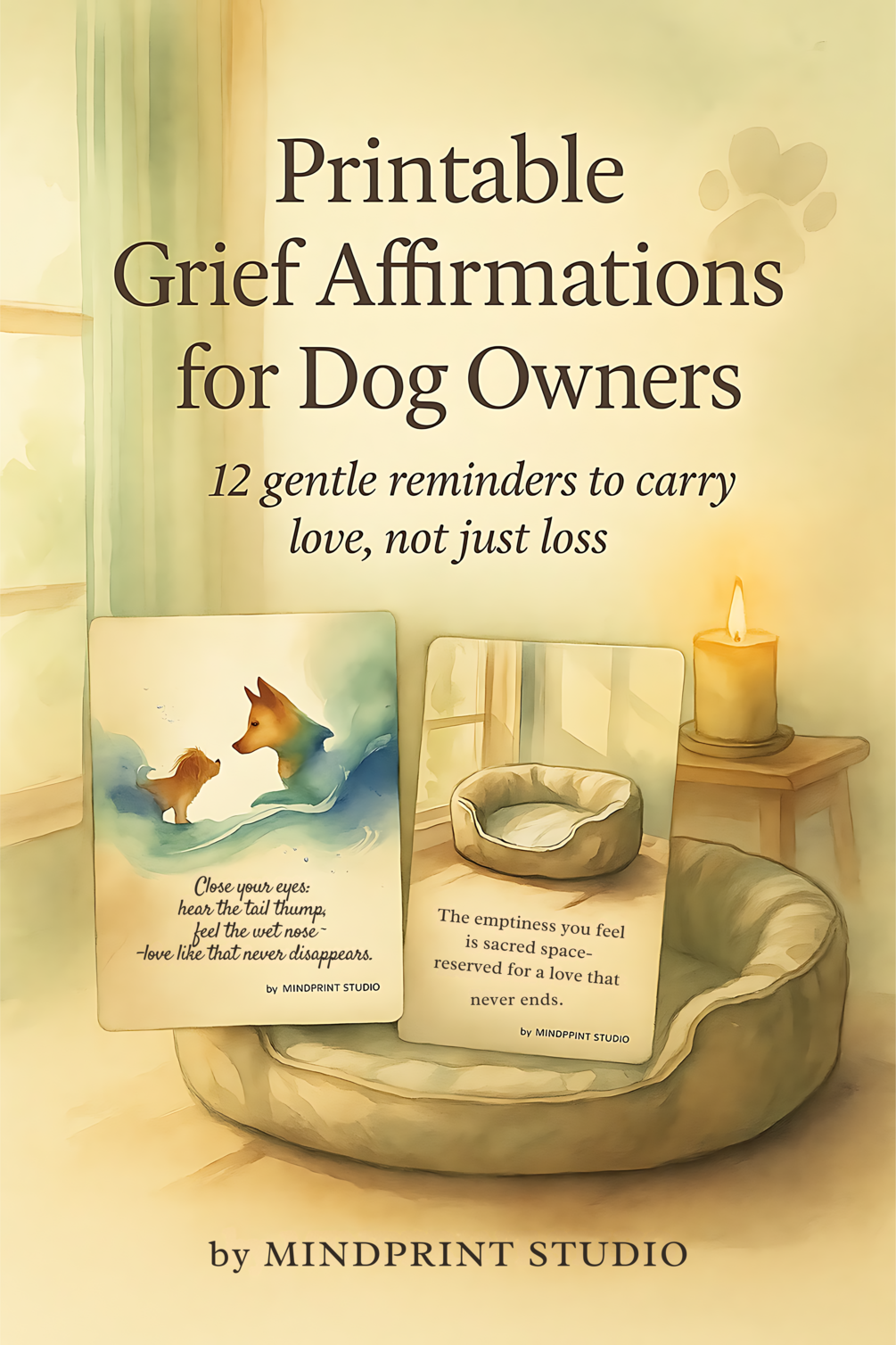 Printable Grief Affirmations for Dog Owners | 12 Healing Cards