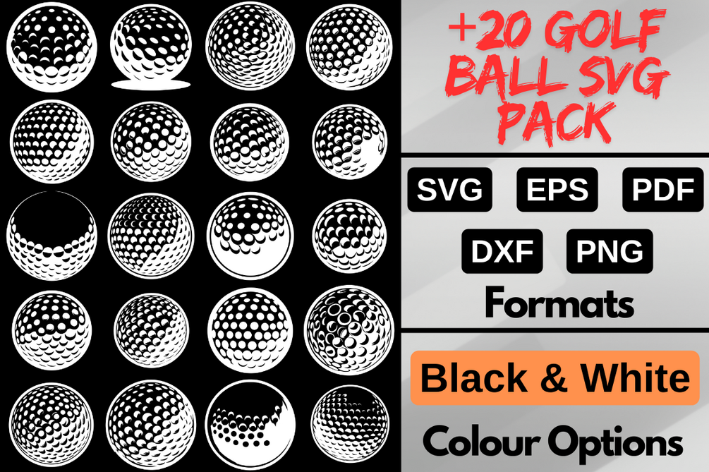 Golf Ball SVG Bundle Pack, Golfing PNG