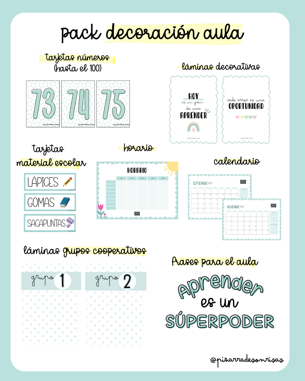 Pack decoración de aula. Curso 2025-26.