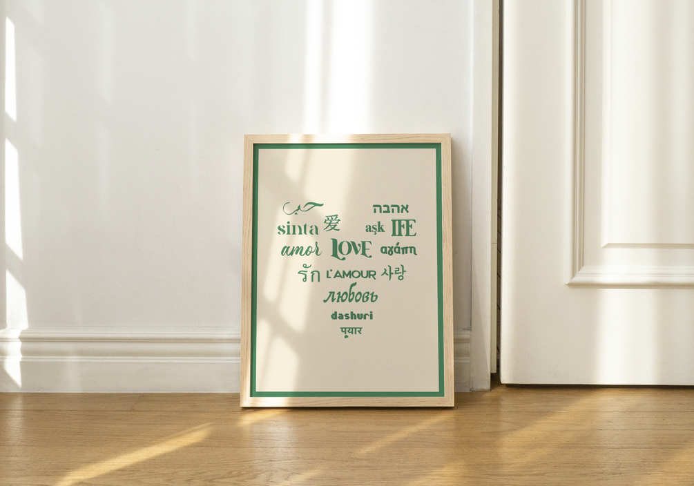 Love In Many Languages Wall Art Digital Print [Avo Green] (copy)
