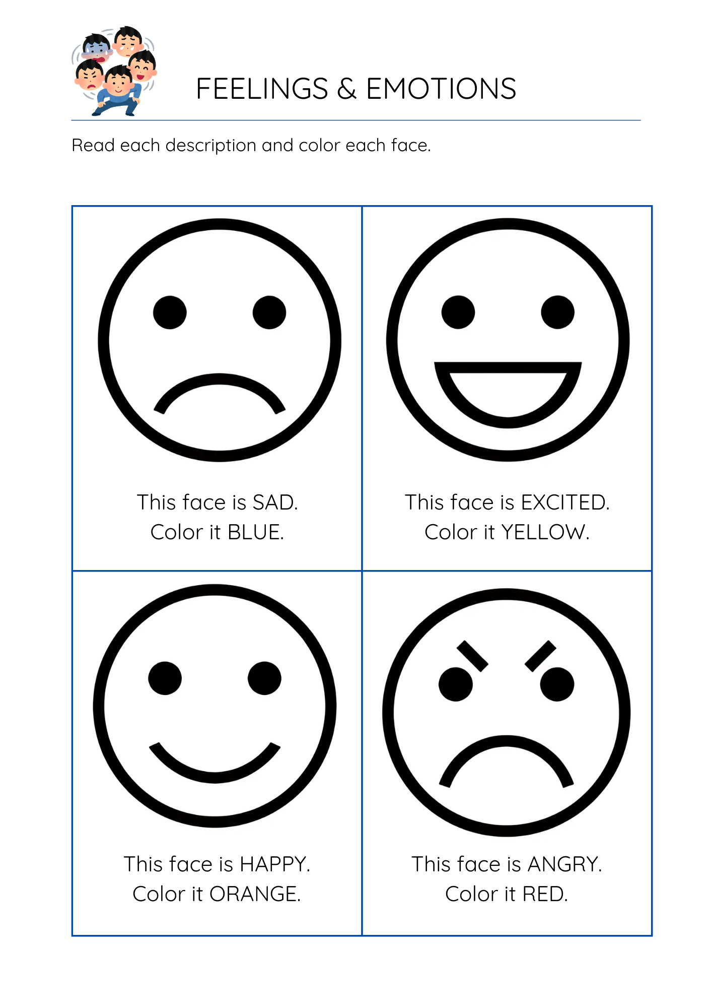 SOCIAL & EMOTIONAL LEARNING WORKSHEETS (Blue)