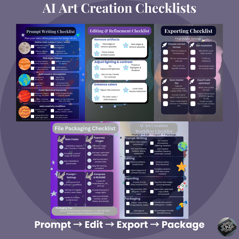 Creative Galaxy – Space-Themed AI Art Workflow Checklists (Digital ...