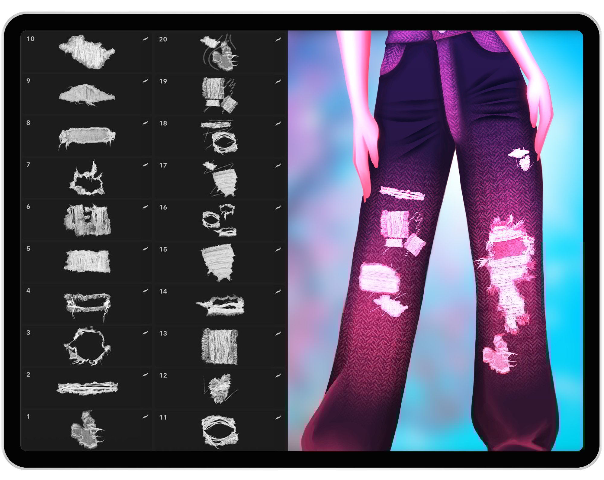 50 Ripped Jeans Brushes Collection for Procreate