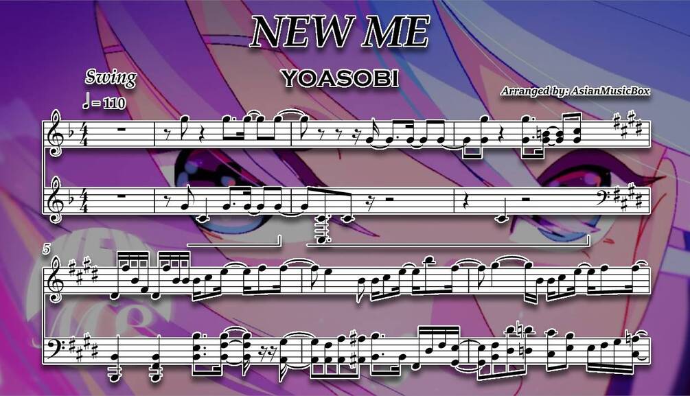YOASOBI - 'New me' [Piano Sheet Music / MIDI / WAV]